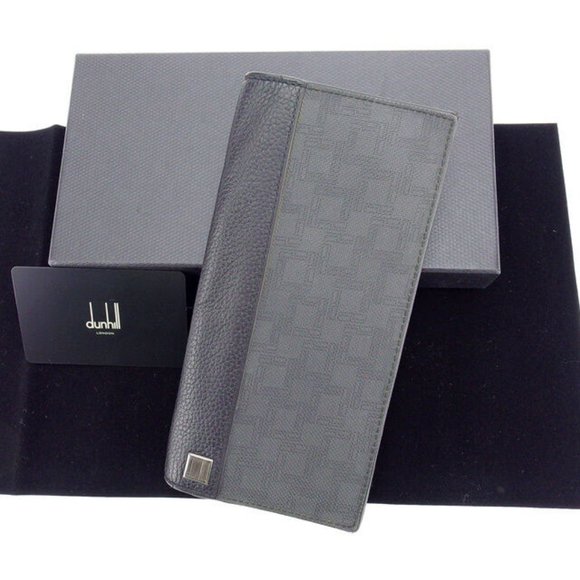 Dunhill | Bags | Authentic Dunhill Wallet Purse Long Wallet Grey Black ...